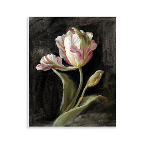Stupell Industries Tulip On Black Plants And Flowers Painting Unframed