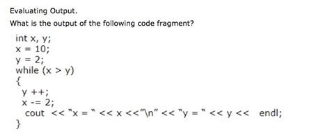 Solved Evaluating Output What Is The Output Of The Chegg Com