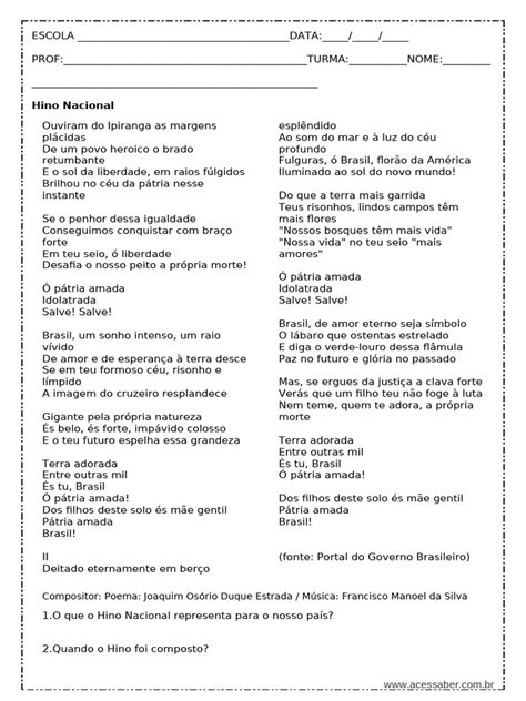 Interpretação Do Hino Nacional Brasileiro Pdf