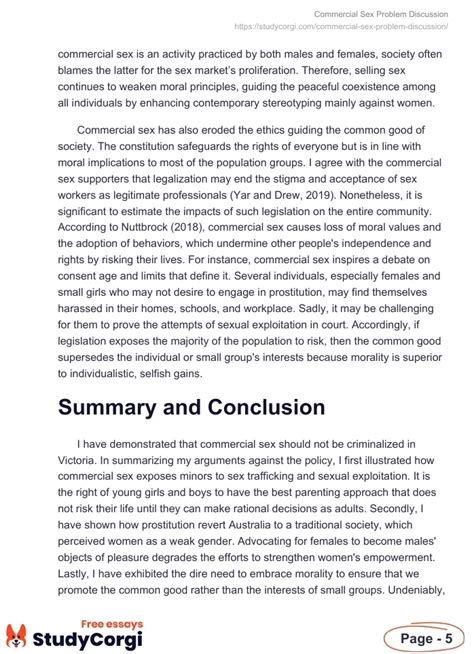 Commercial Sex Problem Discussion Free Essay Example