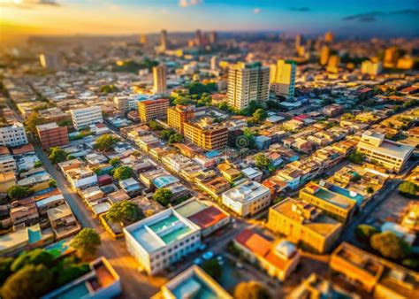 A Miniature African Cityscape Stunning Aerial Tiltshift Perspective
