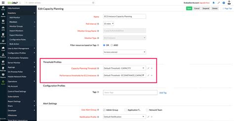Capacity Planning Supported Metrics And Threshold Configuration Site24x7 Documentation