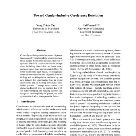 Toward Gender Inclusive Coreference Resolution Acl Anthology