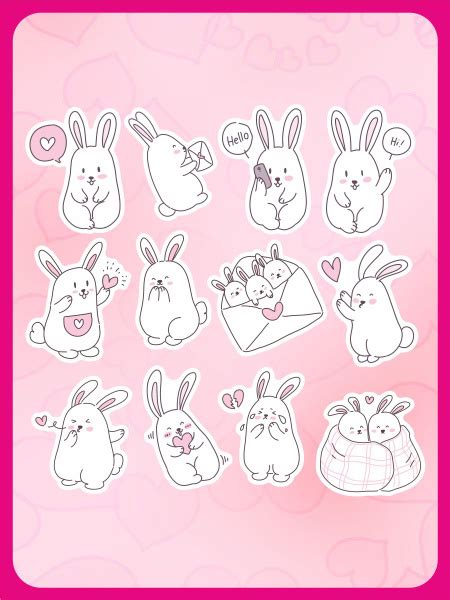 Стикеры наклейки на телефон Милые Зайки 12 шт купить по выгодной цене в интернет магазине
