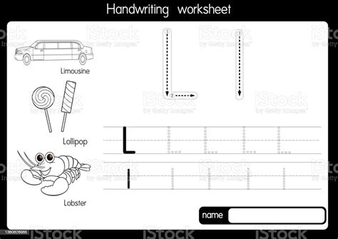 알파벳 문자 L 어퍼 케이스 또는 어린이 학습 연습 Abc에 대한 대문자와 흑백 벡터 그림 0명에 대한 스톡 벡터 아트 및 기타
