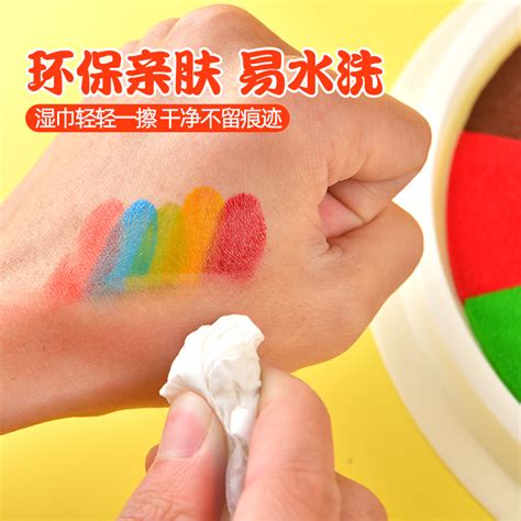 手指画印台彩色印泥书画专用幼儿园儿童无毒金色大号手指印画颜料手账手掌盖手印小号指纹画多色12色24色印盘虎窝淘