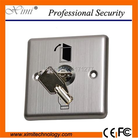 Emergency Switch For Door Access Control Stainless Steel Panel With Key Exit Button Exit Swich