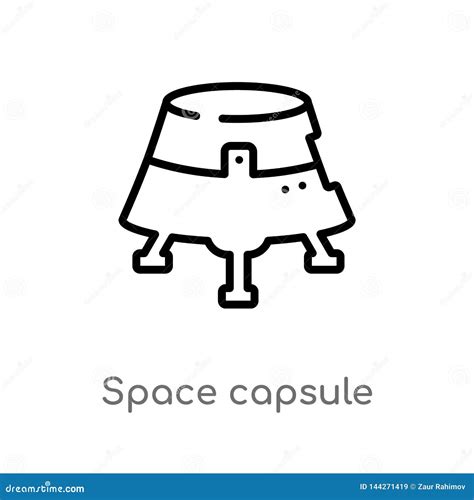 Outline Space Capsule Vector Icon Isolated Black Simple Line Element Illustration From