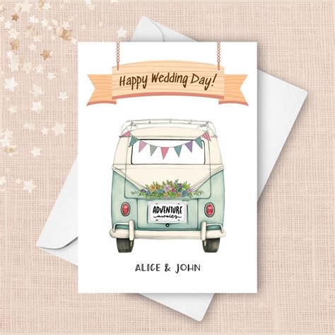 Personalized Camper Wedding Card Happy Wedding Day Congratulations
