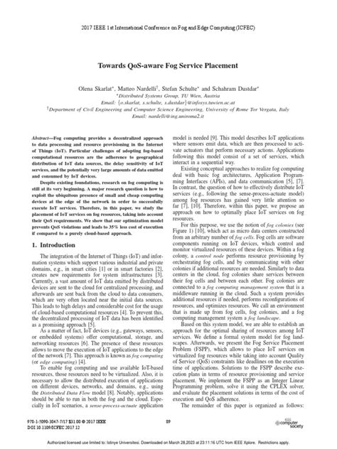 Towards Qos Aware Fog Service Placement Pdf