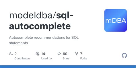 github modeldba sql autocomplete autocomplete recommendations for sql statements