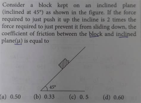 Consider A Block Kept On An Inclined Plane Inclined At As Shown In