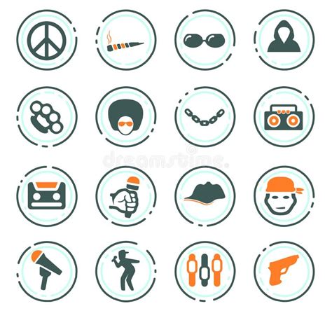 Iconos De La M Sica Del Hip Hop Del Rap Fijados Ilustraci N Del Vector Ilustraci N De Fondo