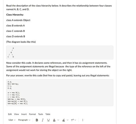 Solved Texts Read The Description Of The Class Hierarchy Below It Describes The Relationship