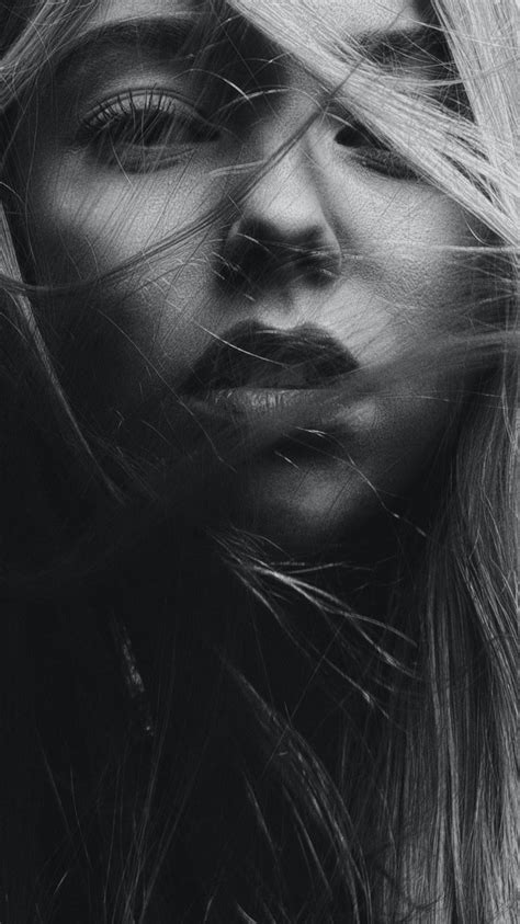 Grayscale Photography Of Womans Face Iphone 8 Wallpapers Free Download