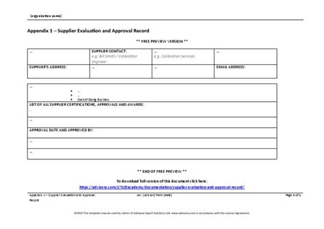 061 Appendix 1 Supplier Evaluation And Approval Record Preview En Pdf