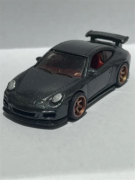 Hot Wheels Porsche 911 Gt3 Rs Grey Custom With Real Riders Wheel Swap £