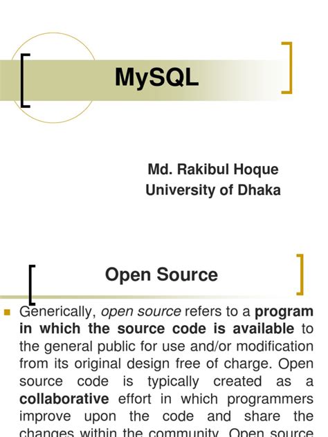 Mysql Md Rakibul Hoque University Of Dhaka Pdf