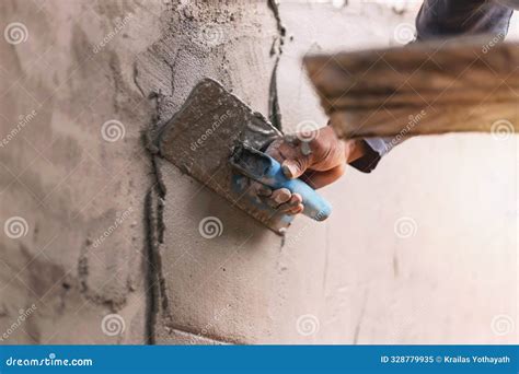 Concrete Plasterers To Create Industrial Workers Background Walls With