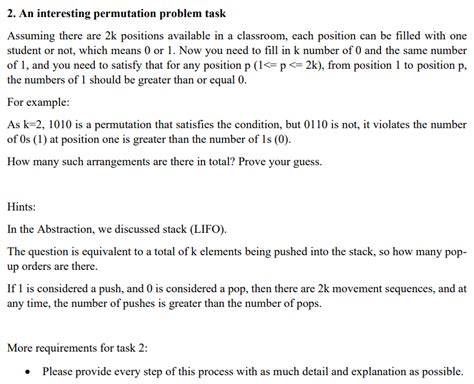 Solved An Interesting Permutation Problem Task Assuming Chegg