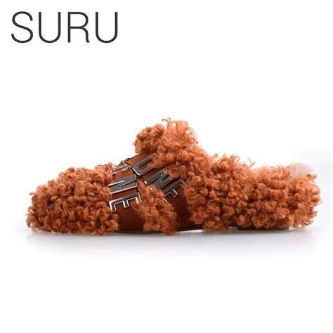 Suru 여성 겨울 홈 슬리퍼 따뜻한 플러시 플랫 슬라이더 슬리퍼 하우스 여성 부드러운 모피 발 슬리퍼슬리퍼 Aliexpress