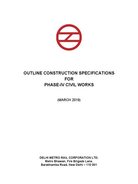 Outline Construction Specification For Phase Iv Civil Works Pdf Concrete Screw