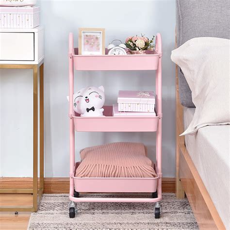 KINGRACK Storage Trolley Cart Tier Rolling Cart Multi Purpose Storage Organiser Organizer