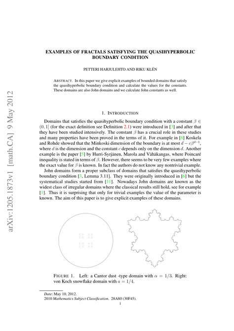 Pdf Examples Of Fractals Satisfying The Quasihyperbolic Boundary Condition