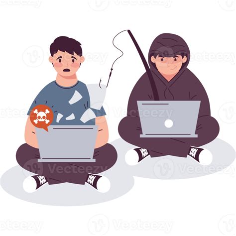 Hacker And Victim Cyber Fraud Characters 24600961 Png