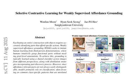 Selective Contrastive Learning For Weakly Supervised Affordance