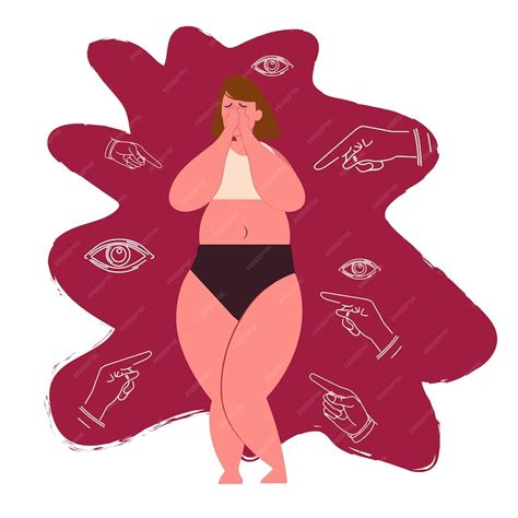 Premium Vector Plus Size Girl Looks At Herself In A Mirror Body