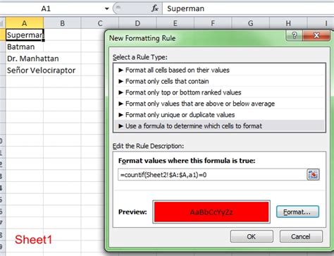 If Statement Compare Data In Two Separate Excel Worksheets Conditional Format Stack Overflow