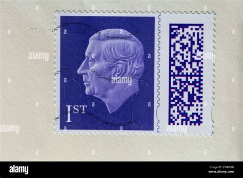 Purple 1st Class Stamp First Class Stamp With King Charles Iii Head