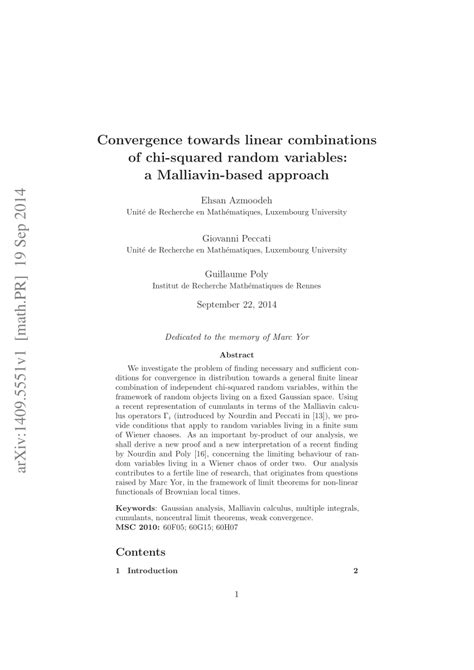 Pdf Convergence Towards Linear Combinations Of Chi Squared Random