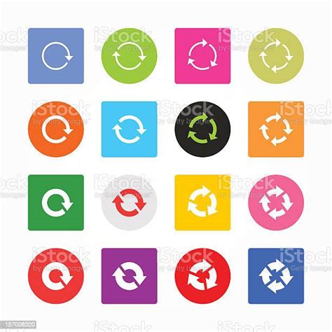 화살표 아이콘을 원 스퀘어 버튼을 새로 고침 리로드 로테이션을 루프 팻말 0명에 대한 스톡 벡터 아트 및 기타 이미지 0명 검은색 노랑 Istock