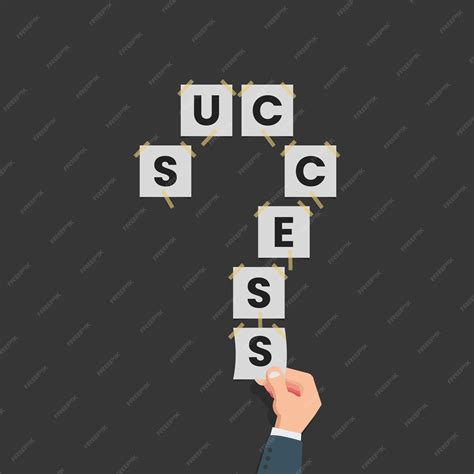 Premium Vector Hand Removes The Success Word Stuck Paper The Form Of A Question Mark Illustration