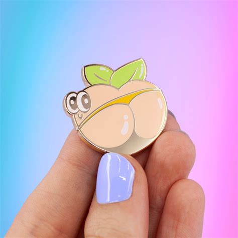 Peachy Booty Pin Kawai Sassy Cute Peach Fruit Fruity Butt Pin Jacket