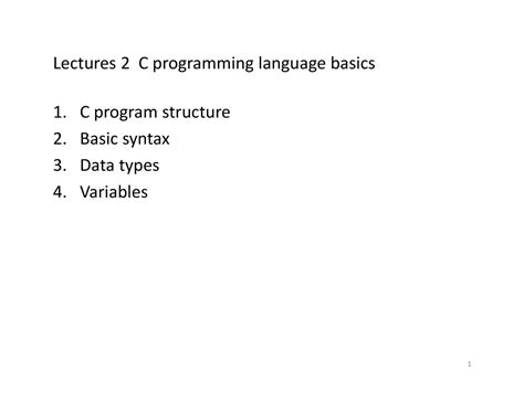 Cp264 Lecture 2 Type Variable Lectures 2 C Programming Language