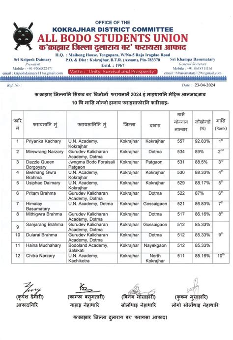 Bodo Medium Class 10 Seba Result 2024 Analysis