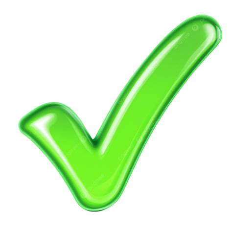 Check Mark Glossy Green Tick Symbol 3d Render Isolated On Gray