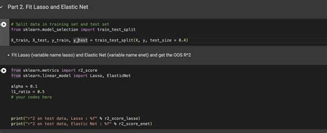 Part 2 Fit Lasso And Elastic Net Split Data Studyx
