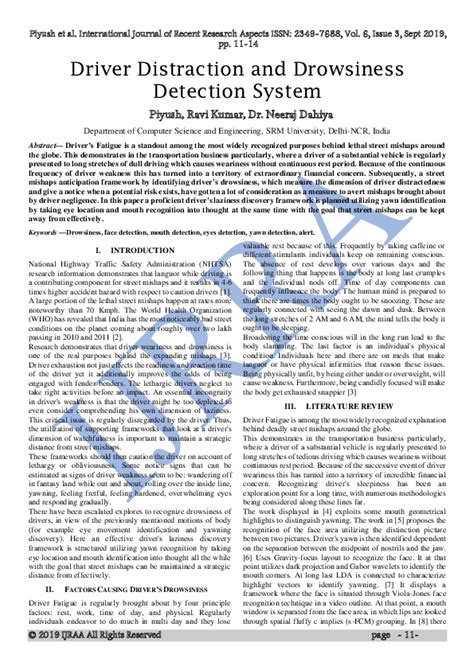 Pdf Driver Distraction And Drowsiness Detection System