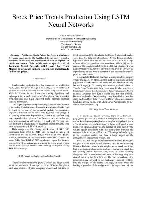 Pdf Stock Price Trends Prediction Using Lstm Neural Networks
