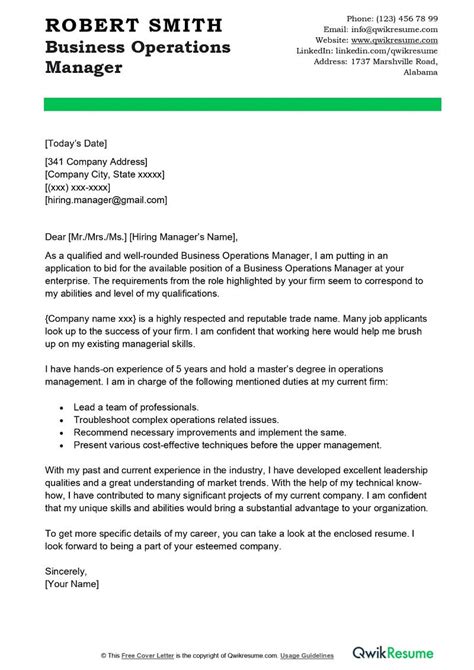 Have A Info About Operations Manager Cover Letter Template Resume