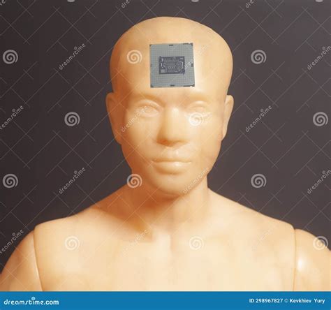 Medical Acupuncture Model Of Human With Cpu Processor Microchip Stock Medical Acupuncture Model Of Human With Cpu Processor Microchip Stock