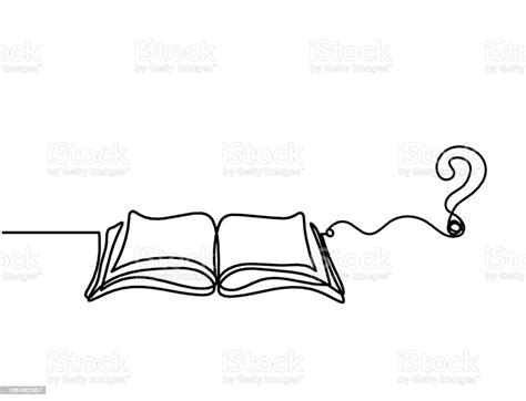 흰색 배경에 줄 그리기로 물음표와 추상 책 개념에 대한 스톡 벡터 아트 및 기타 이미지 개념 교과서 교육 Istock