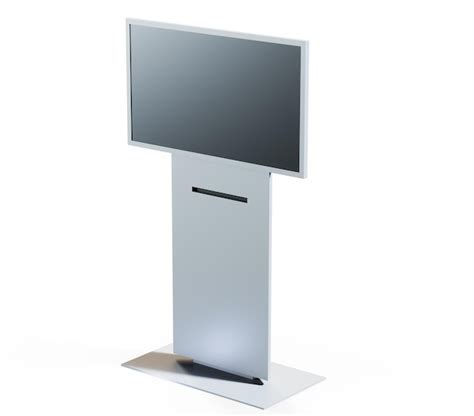 Premium Photo Silver Metallic Interactive Information Terminal Front View Of A Touch Screen