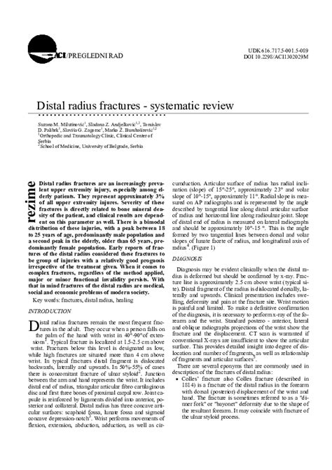 Pdf Distal Radius Fractures Systematic Review Slavisa Zagorac