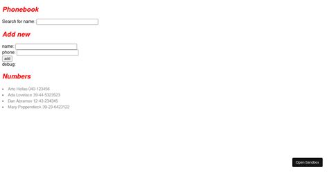 Phonebook Codesandbox