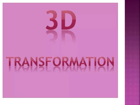 3d Transformation In Computer Graphics Pptx